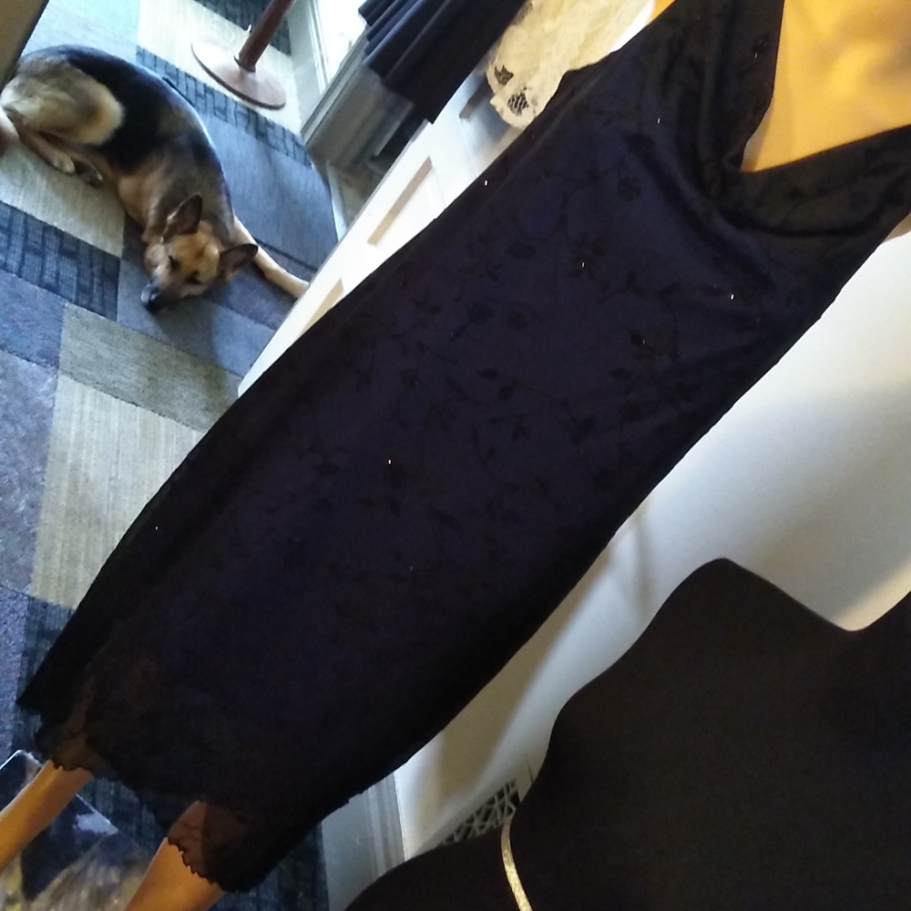 Beautiful Sheer Black Overlay With Velvet Design - Gem